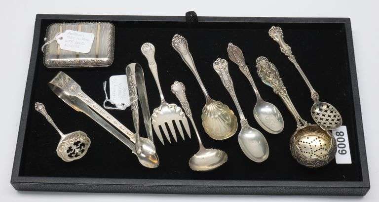Collection of Sterling Silver Items Including Tiffany Tongs, Austrian ...