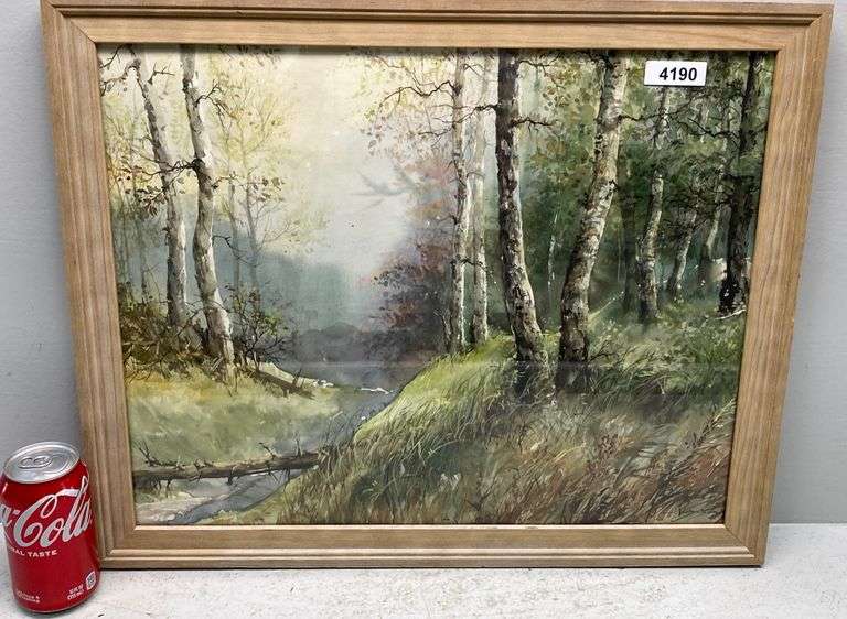 Vintage Watercolor Landscape Painting, Signed Lower Right - Dixon's ...