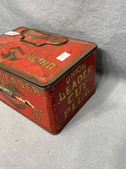 Antique Union Leader Tobacco Tin - Dixon's Auction at Crumpton