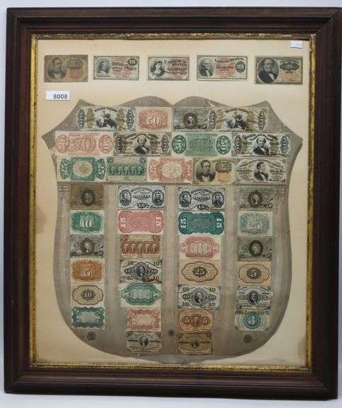 Framed 1860's US Fractional Currency Shield with 44 Notes - Dixon's ...