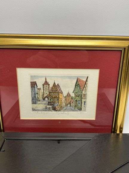 4 Vintage Pencil Signed Colored Etchings - Dixon's Auction at Crumpton