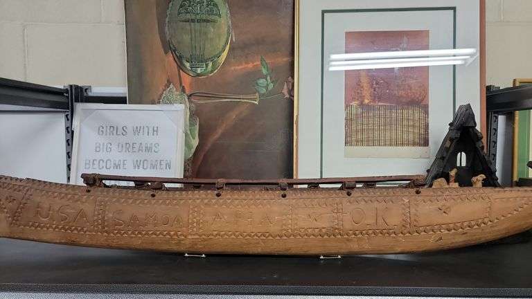 Lot Framed Prints, Carved Wood Samoa Ship - Dixon's Auction at Crumpton