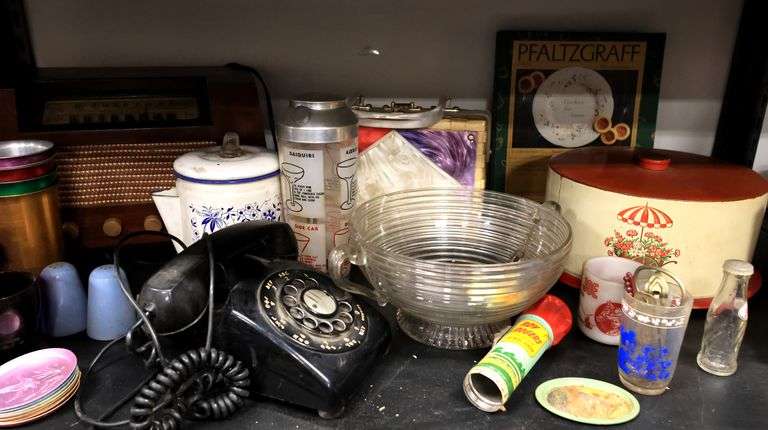 Vintage Rotary Phone, Sentinel Radio, Tin Cake Holder, Cocktail Shaker ...