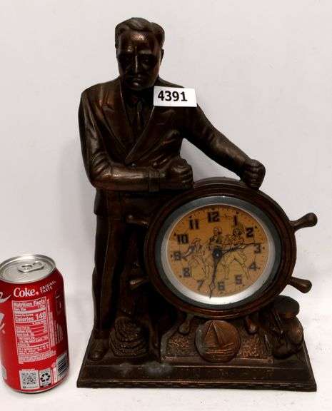 Vintage Franklin D. Roosevelt Spelter Clock - Dixon's Auction at Crumpton