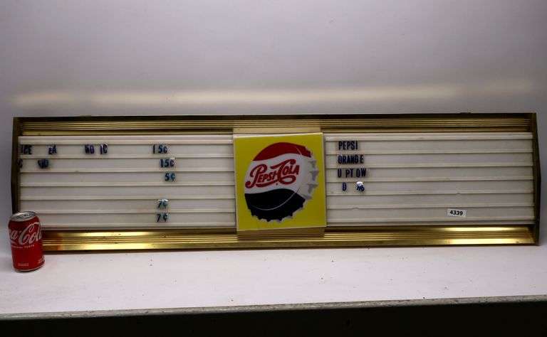 Vintage Pepsi Cola Lighted Menu Board Sign - Dixon's Auction at Crumpton