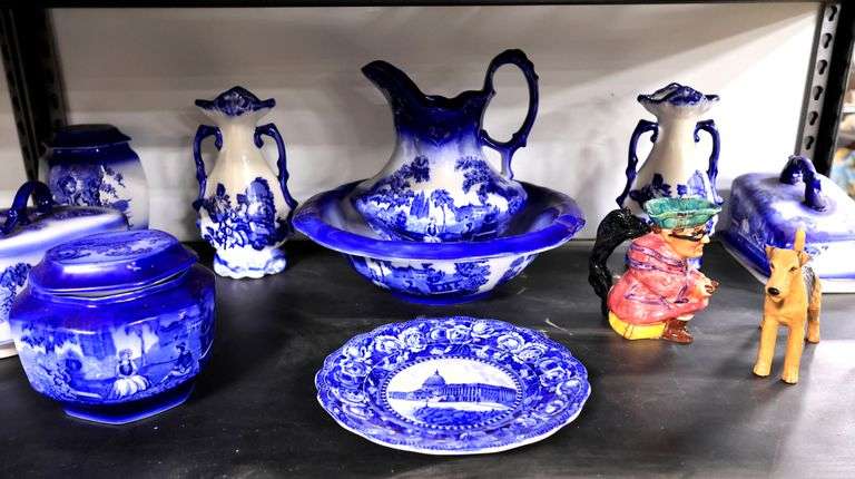 Lot of Antique & Modern Blue & White / Flow Blue Transferware Dishes ...