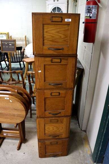 Antique Oak Stacking File Cabinet - Dixon's Auction at Crumpton