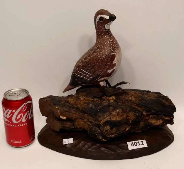 John Brammer 1976 Decorative Quail Carving - Dixon's Auction at Crumpton