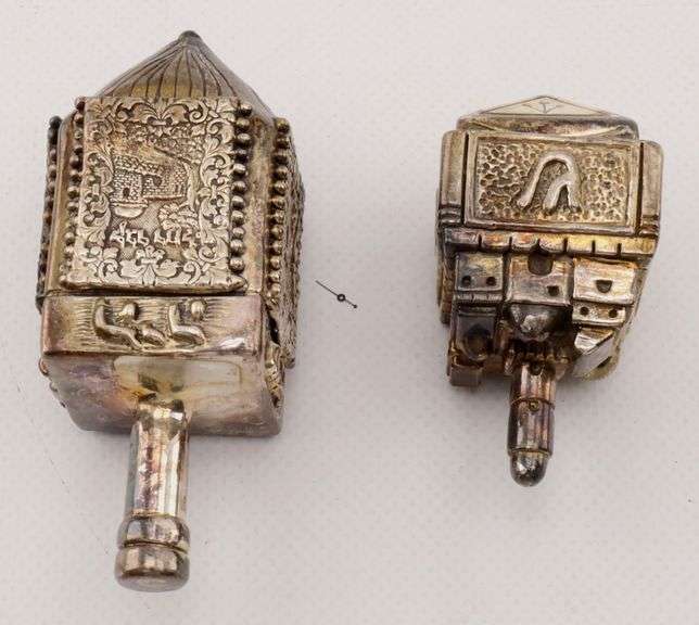 (2) Sterling Silver Judaica Dreidels (Large & Medium) - Dixon's Auction ...