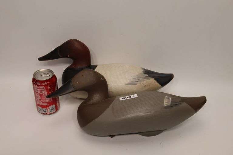 Pair Butch Parker Canvasback Duck Decoys - Dixon's Auction at Crumpton