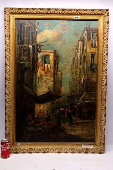 Joseph Sloman Oil on Canvas Market Scene Painting - Dixon's Auction at ...