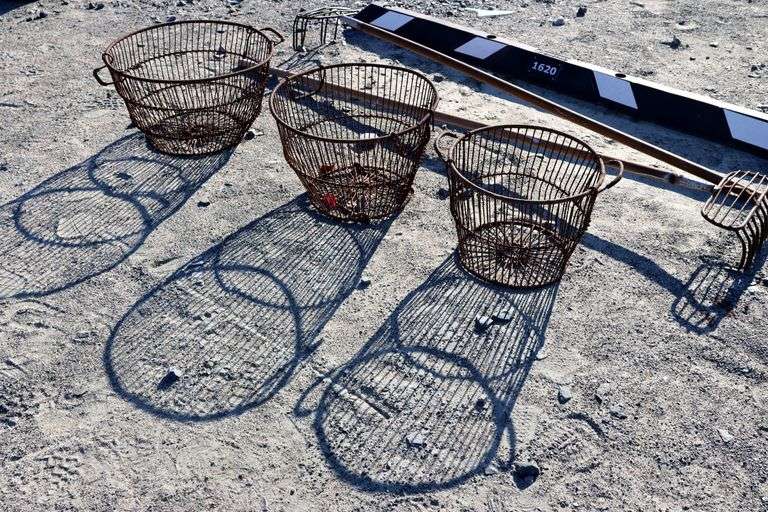 *NO STORAGE* Vintage Wire Baskets and Clam Rakes - Dixon's Auction at ...