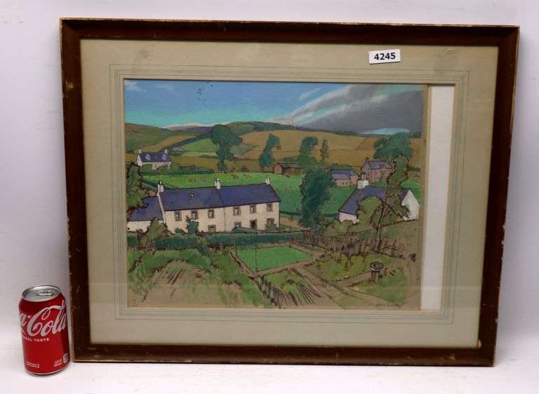 John Mackay Watercolor Landscape Painting Titled "Dominie's Manse ...