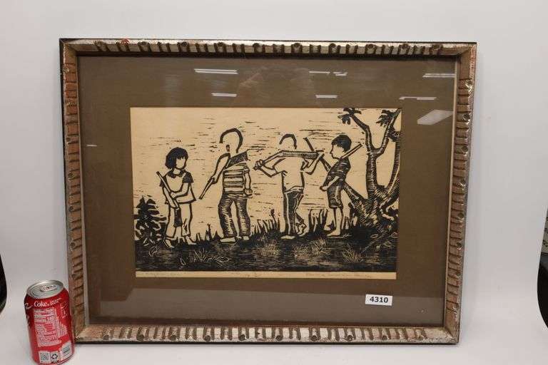 Vintage Pencil Signed Block Print - Dixon's Auction at Crumpton