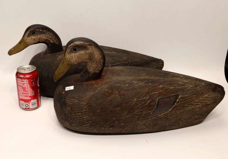 Pair Vintage Black Duck Decoys - Dixon's Auction at Crumpton