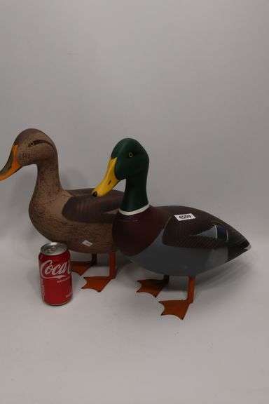 Pair Charles Jobes Standing Mallard Duck Decoys - Dixon's Auction at ...