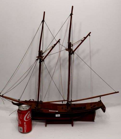 Vintage Folk Art Carved Wood Ship Model - Dixon's Auction at Crumpton