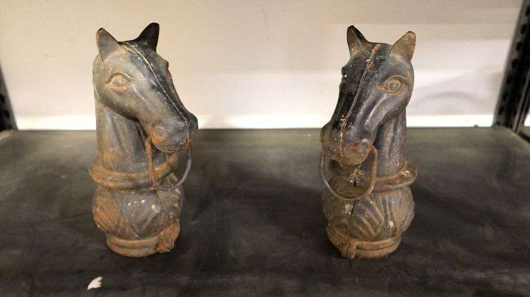 (2) Cast Iron Horse Head Hitching Post Caps - Dixon's Auction at Crumpton