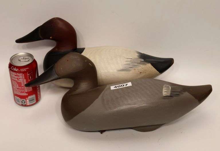 Pair Butch Parker Canvasback Duck Decoys - Dixon's Auction at Crumpton
