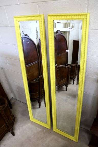 Pair Yellow Painted Mirrors - Dixon's Auction at Crumpton