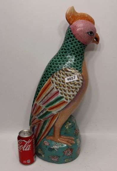 Chinese Famille Rose Porcelain Parrot Sculpture - Dixon's Auction at ...