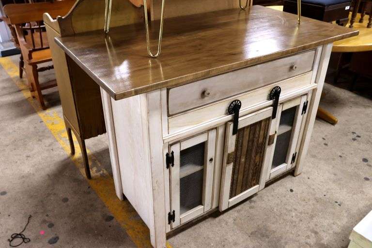 Modern Farmhouse Kitchen Island Work Table - Dixon's Auction at Crumpton