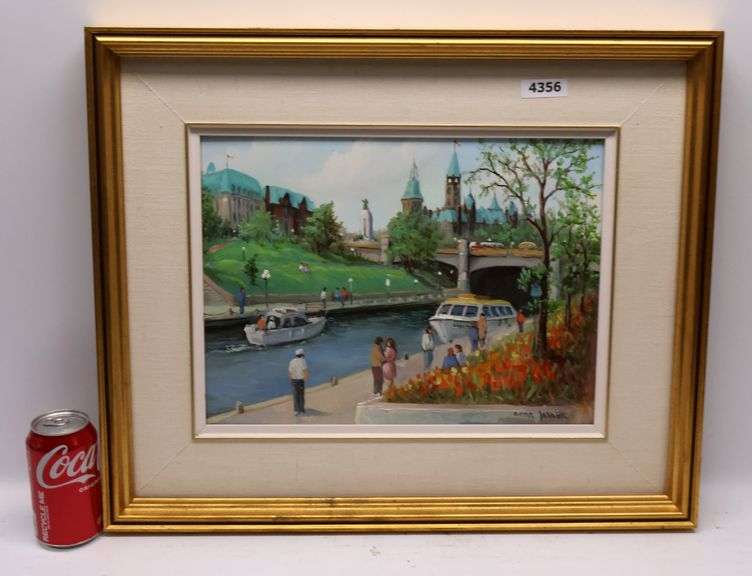 Anna Jalava Oil on Board Canal Scene Painting - Dixon's Auction at Crumpton