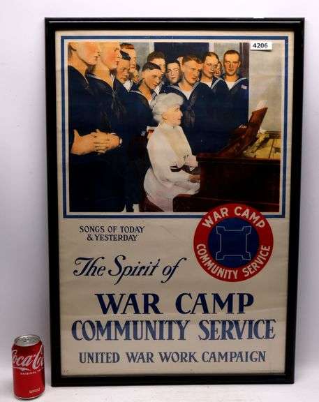 Vintage WWII United War Work Campaign Poster - Dixon's Auction at Crumpton