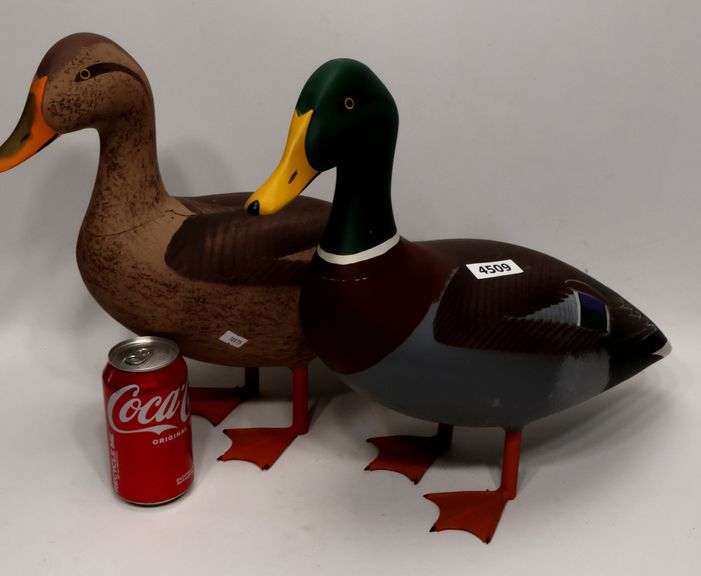 Pair Charles Jobes Standing Mallard Duck Decoys - Dixon's Auction at ...