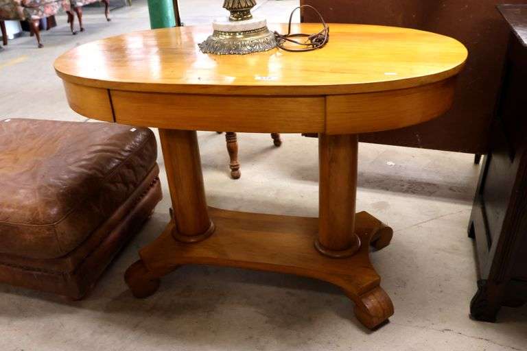 Antique Maple Library Table Desk, Splits - Dixon's Auction at Crumpton
