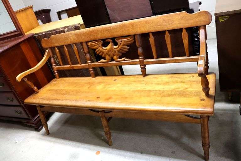 Vintage Farmhouse Maple Deacon's Bench - Dixon's Auction at Crumpton