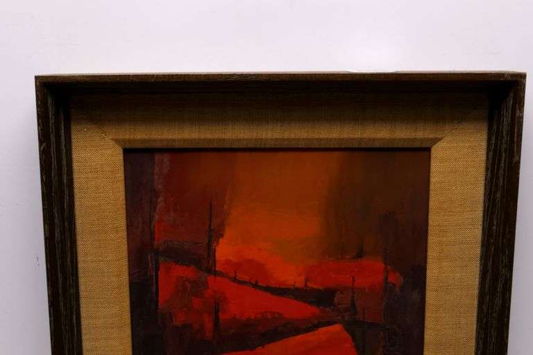 MCM Abstract Painting Signed Croft - Dixon's Auction at Crumpton