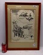 Fred Seibel Uncle Sam Thanksgiving Pen and Ink Cartoon - Dixon's ...