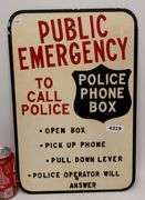 Vintage Public Emergency Police Phone Box Metal Sign - Dixon's Auction ...