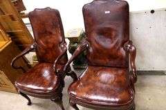 Pair Tacked Brown Naugahyde Office Chairs - Dixon's Auction at Crumpton