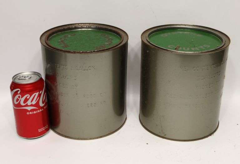(2) Reginald Stubbs Chincoteague VA Oyster Cans - Dixon's Auction at ...