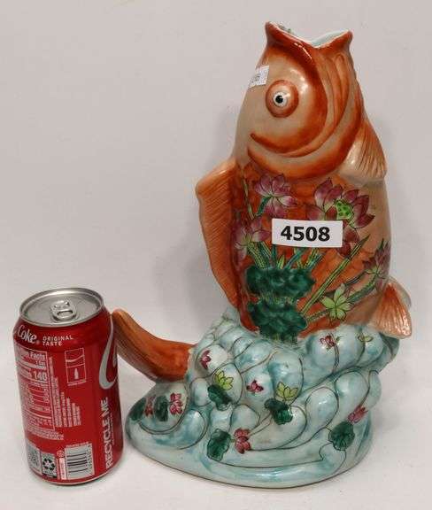 Chinese Famille Rose Porcelain Koi Vase - Dixon's Auction at Crumpton