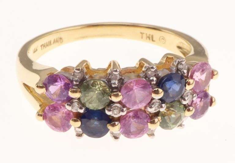 14k Gold Multi Colored Gemstone Band/Ring 3.7g - Dixon's Auction at ...