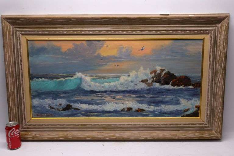Ruth K. Brady California Coastal Landscape Painting Titled "Surf and ...