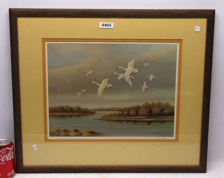 John W. Taylor Artist Signed Swans in Flight Print - Dixon's Auction at ...