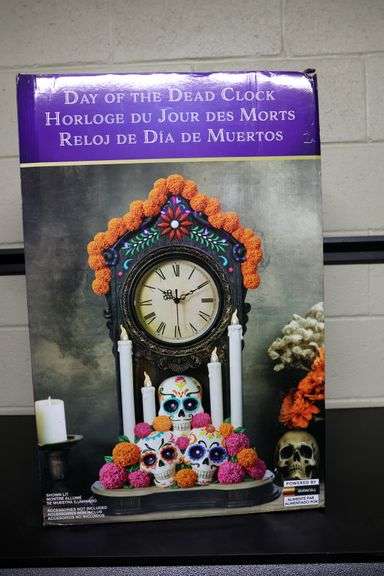 Misc Returns: Day of the Dead Clock, [As-Is, Item(S) Appear New But May ...