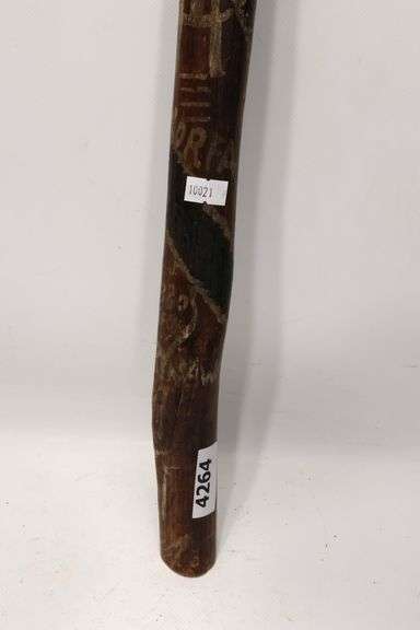 Folk Art Carved Snake Walking Stick-Missing One Eye - Dixon's Auction ...