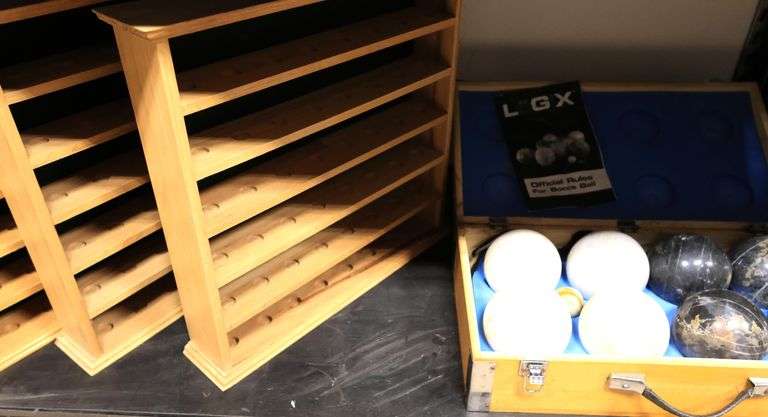 Lot of Bocce Balls in Case & Golf Ball Displays Racks - Dixon's Auction ...