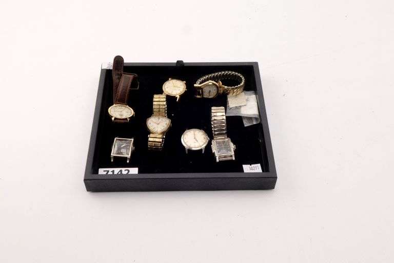 Tray Lot of Vintage Watches Including Hamilton, Bulova & Omega Movement ...