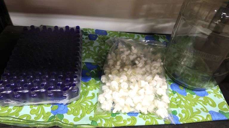 Lot of Cobalt Blue Dropper Bottles & Tops, Glass Demijohn Jar - Dixon's ...