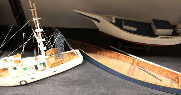 (3) Working Boat Wooden Ship Models - Dixon's Auction at Crumpton