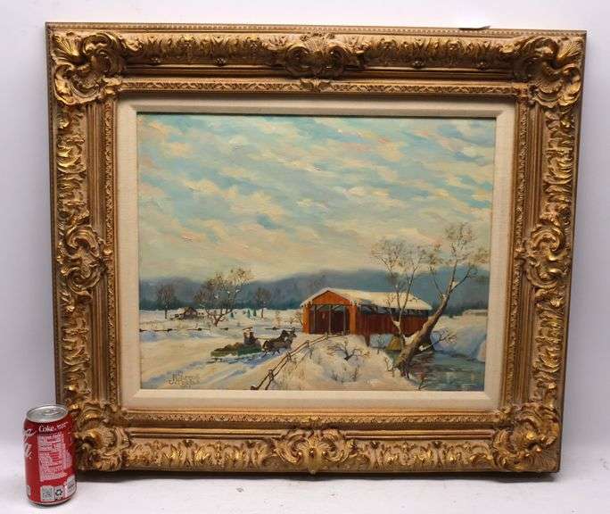 J. Carroll Tobias Winter Landscape Painting - Dixon's Auction at Crumpton