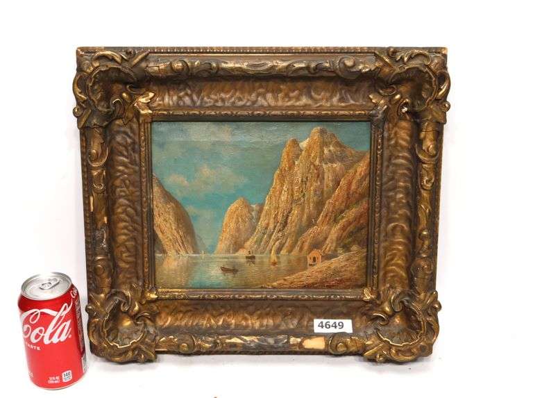 Antique Mountain Scene Oil Painting on Canvas - Dixon's Auction at Crumpton