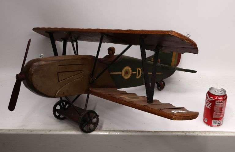 Folk Art Wooden Airplane Model - Dixon's Auction at Crumpton
