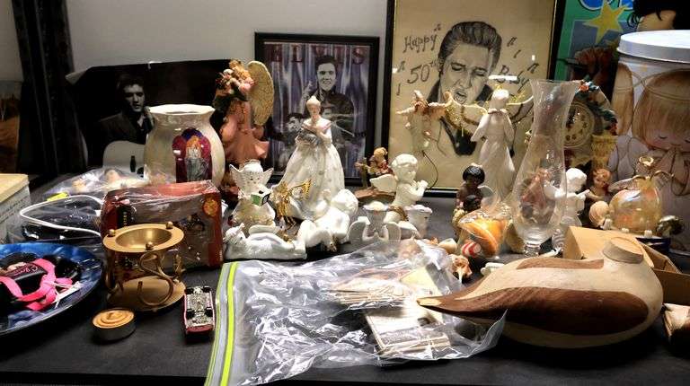 Lot of Elvis Collectibles, Angel Statues, Figural Music Box, Headless ...